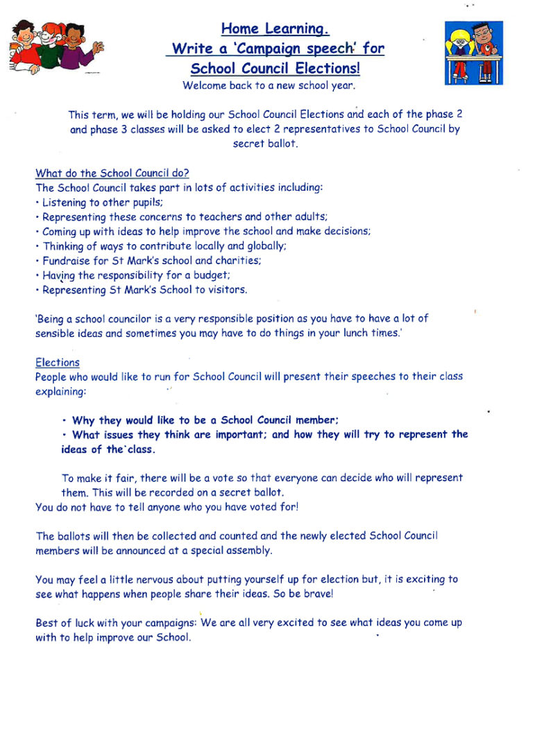 School Council Elections - St Mark's C of E Primary School
