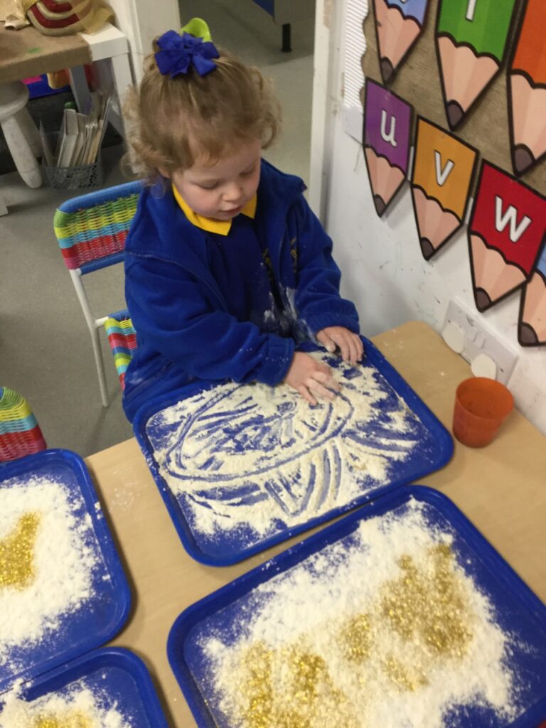 Flour mark making - St Mark's C of E Primary School